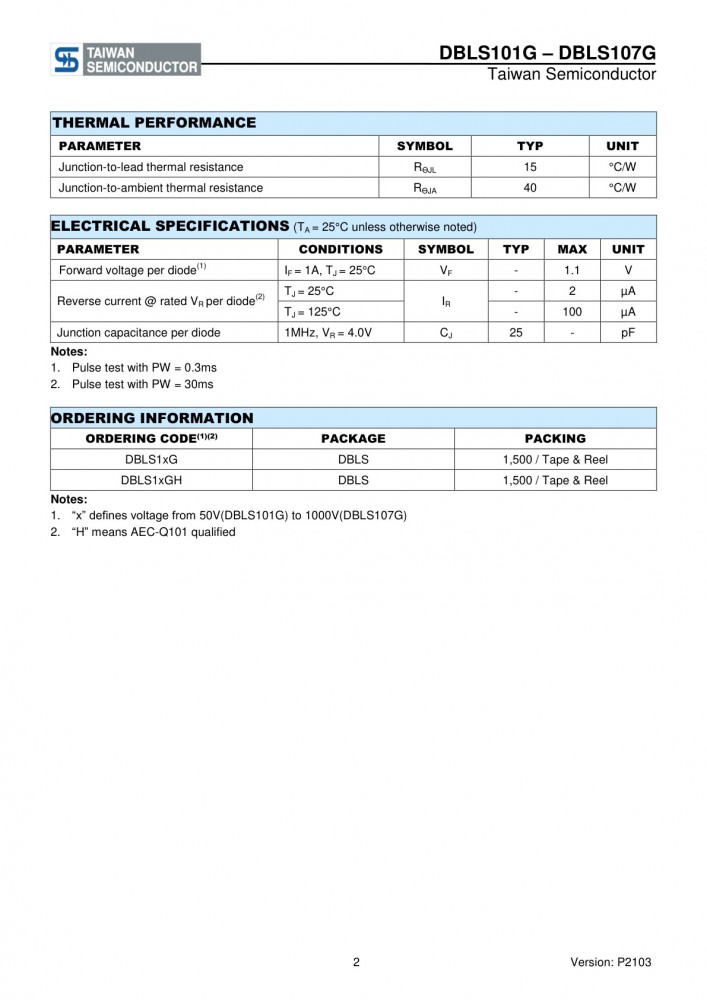 DBLS101G datasheet preview, page 2