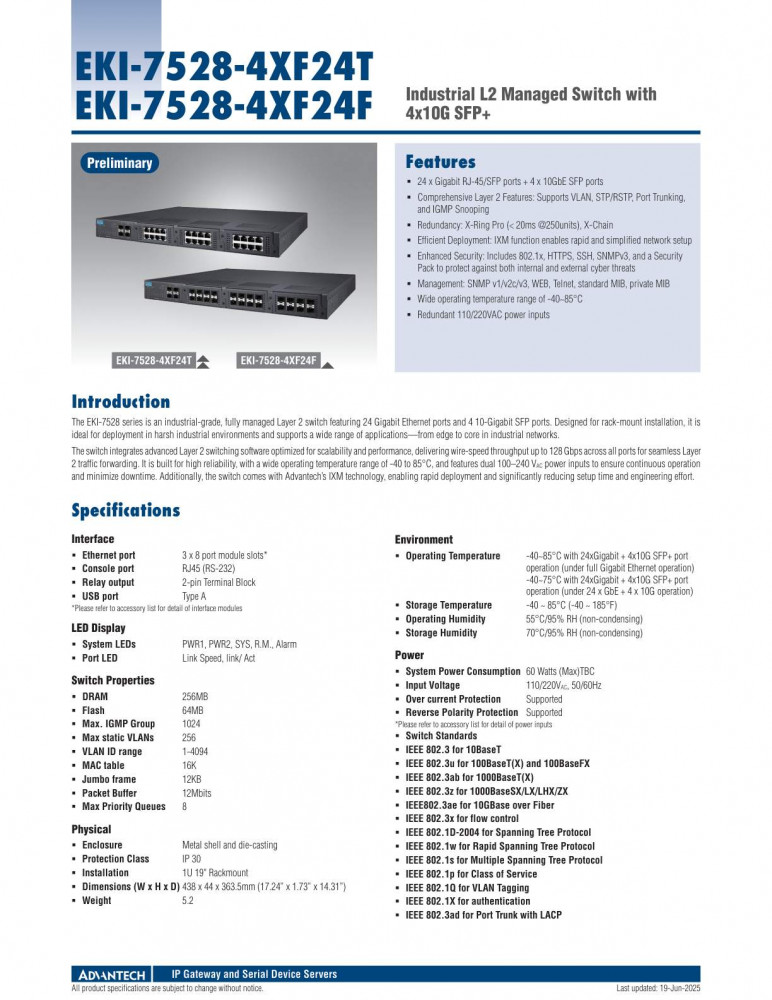 EKI-7528-4XF24T technical document page 1