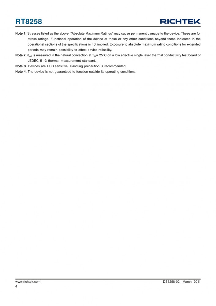 RT8258GJ6 datasheet page 4