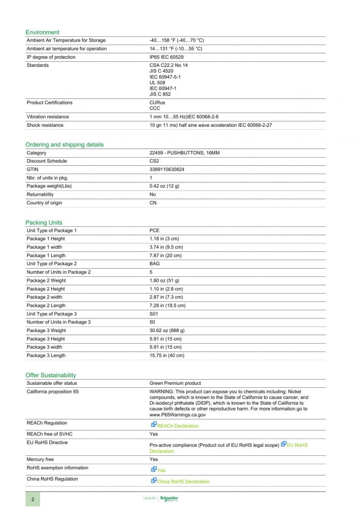 XB6EDW3B1P technical document page 2