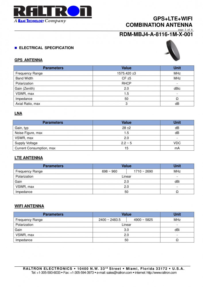 Raltron datasheet page 1