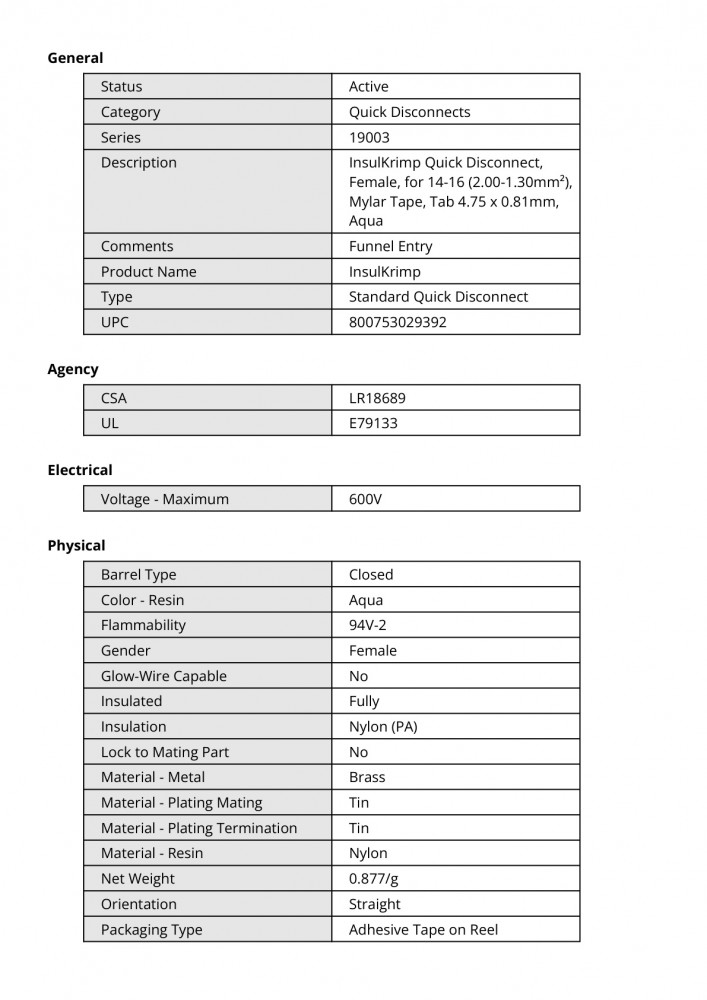 MOLEX 190030058 technical document page 2