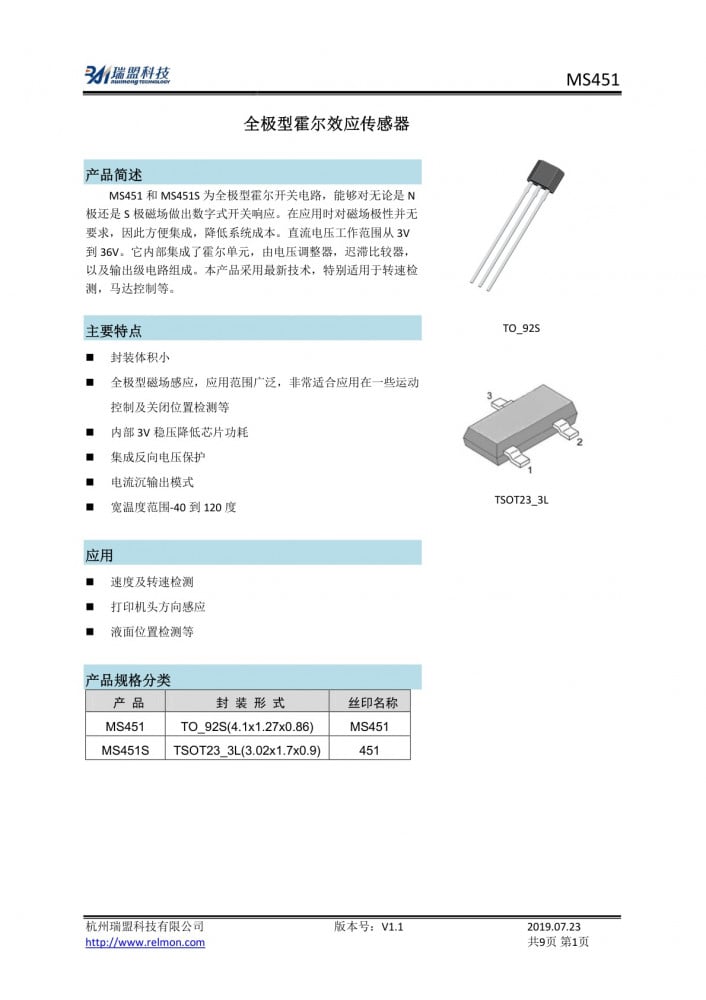 MS451 datasheet page 1