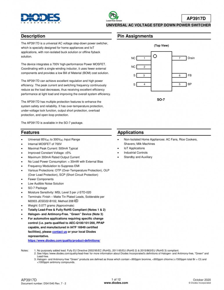 AP3917D datasheet page 1