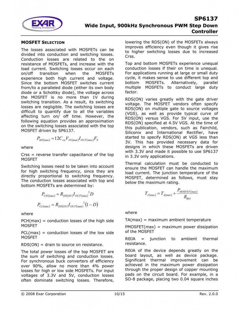 SP6137 datasheet page 10