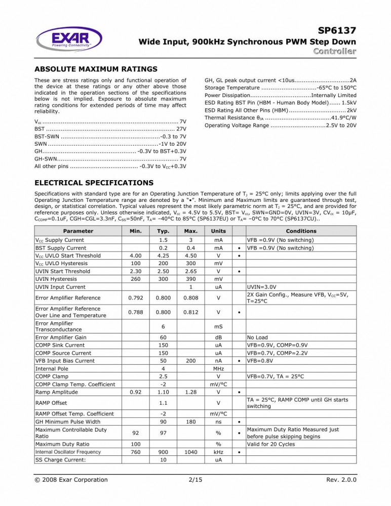 SP6137 datasheet page 2