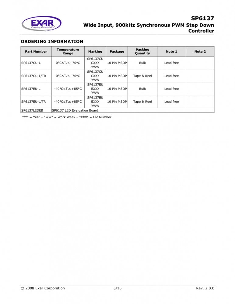 SP6137 datasheet page 5