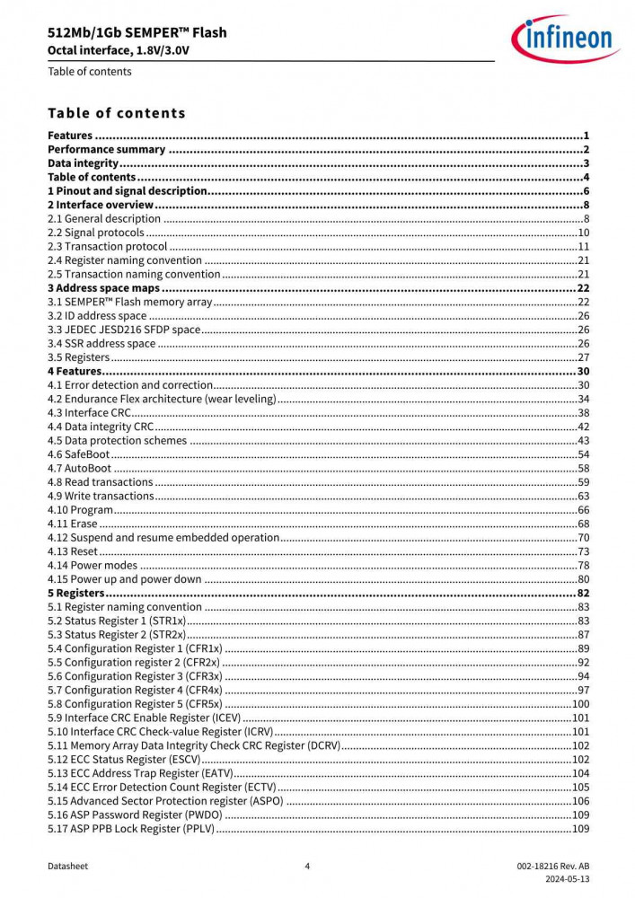 SEMPER Flash datasheet page 4