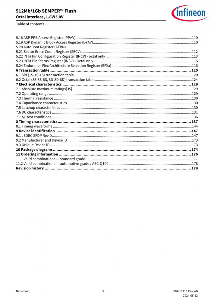 SEMPER Flash datasheet page 5