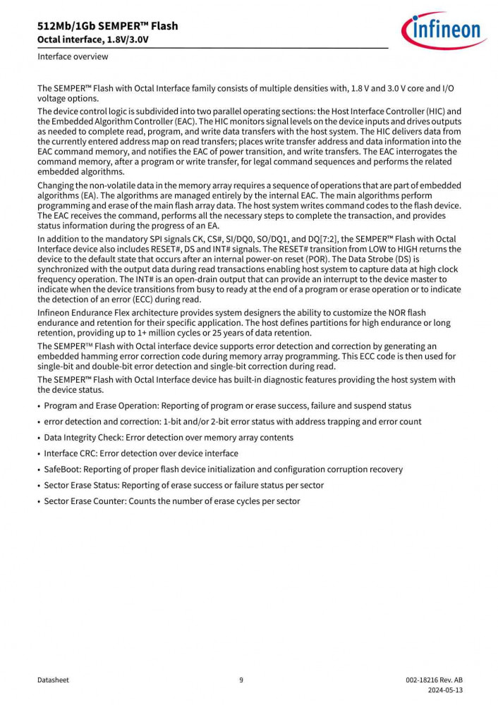 SEMPER Flash datasheet page 9