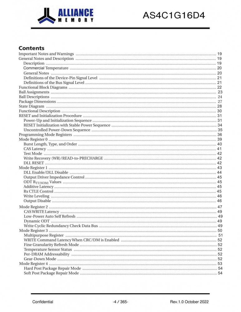 AS4C1G16D4 datasheet page 4