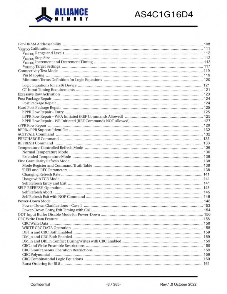 AS4C1G16D4 datasheet page 6