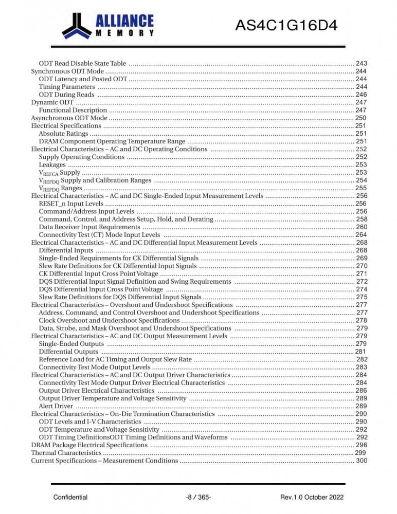 AS4C1G16D4 datasheet page 8