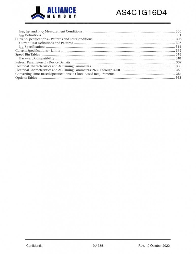 AS4C1G16D4 datasheet page 9