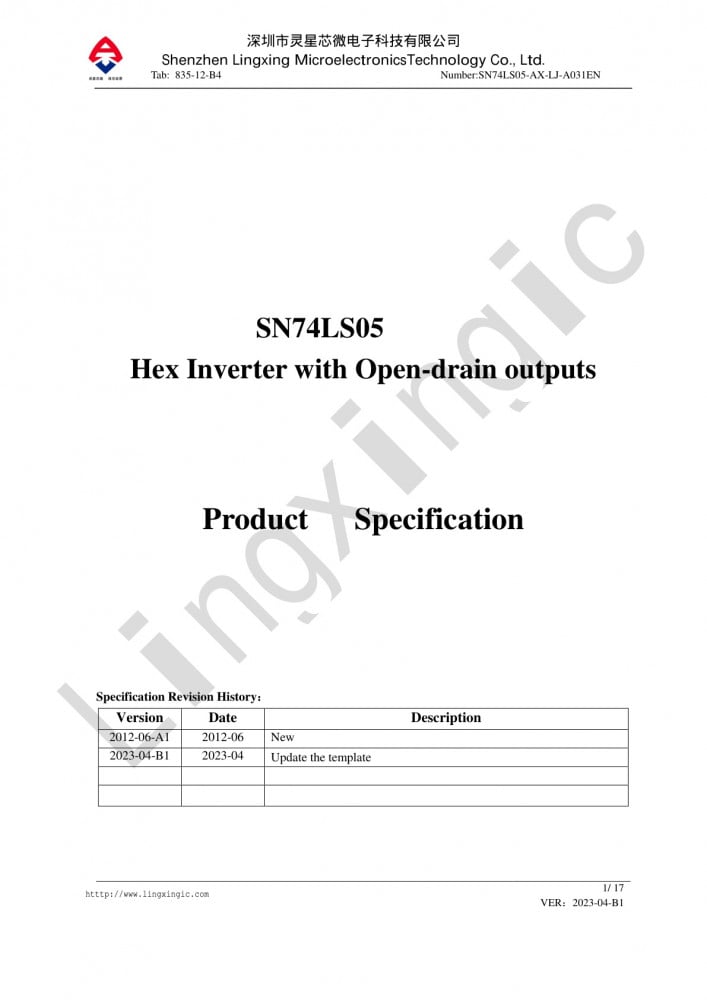 SN74LS05DR(LX) datasheet page 1