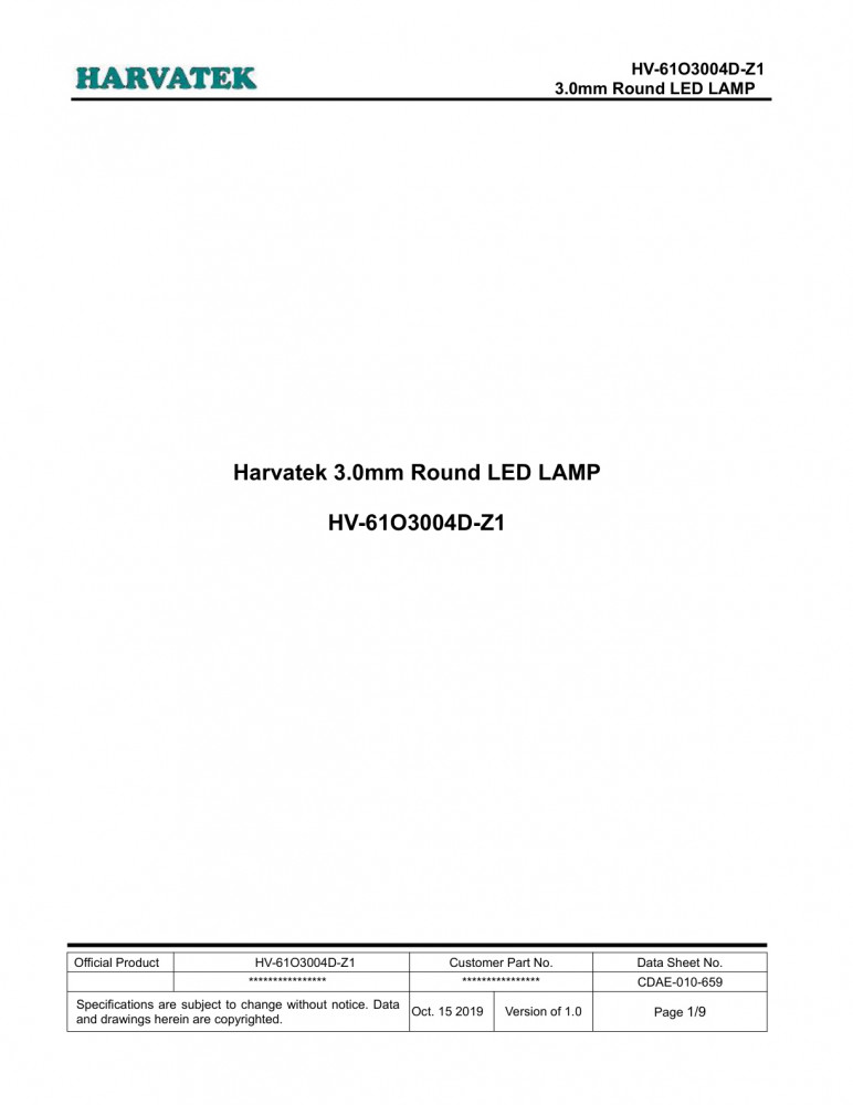 HV-61O3004D-Z1 datasheet page 1