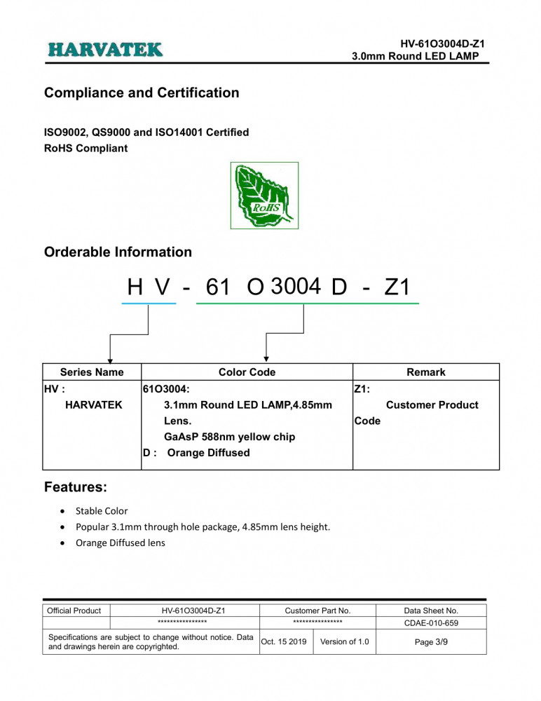 HV-61O3004D-Z1 datasheet page 3