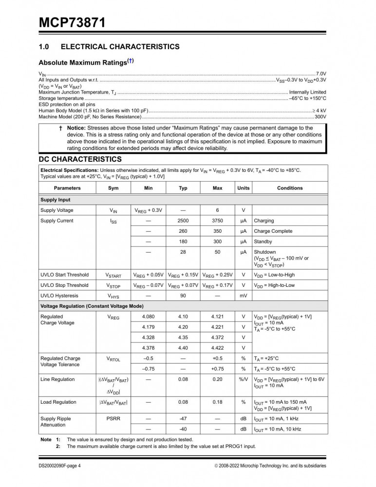 MCP73871 datasheet page 4