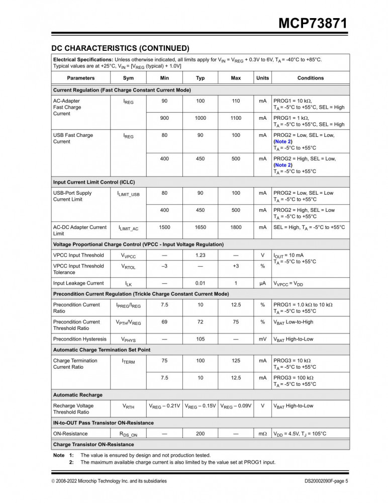 MCP73871 datasheet page 5