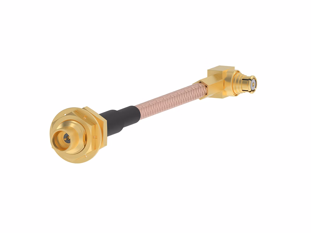 MCX Right-Angle Plug to MCX Right-Angle Plug on RG-316 Cable, 152.40mm Length, 50 Ohms