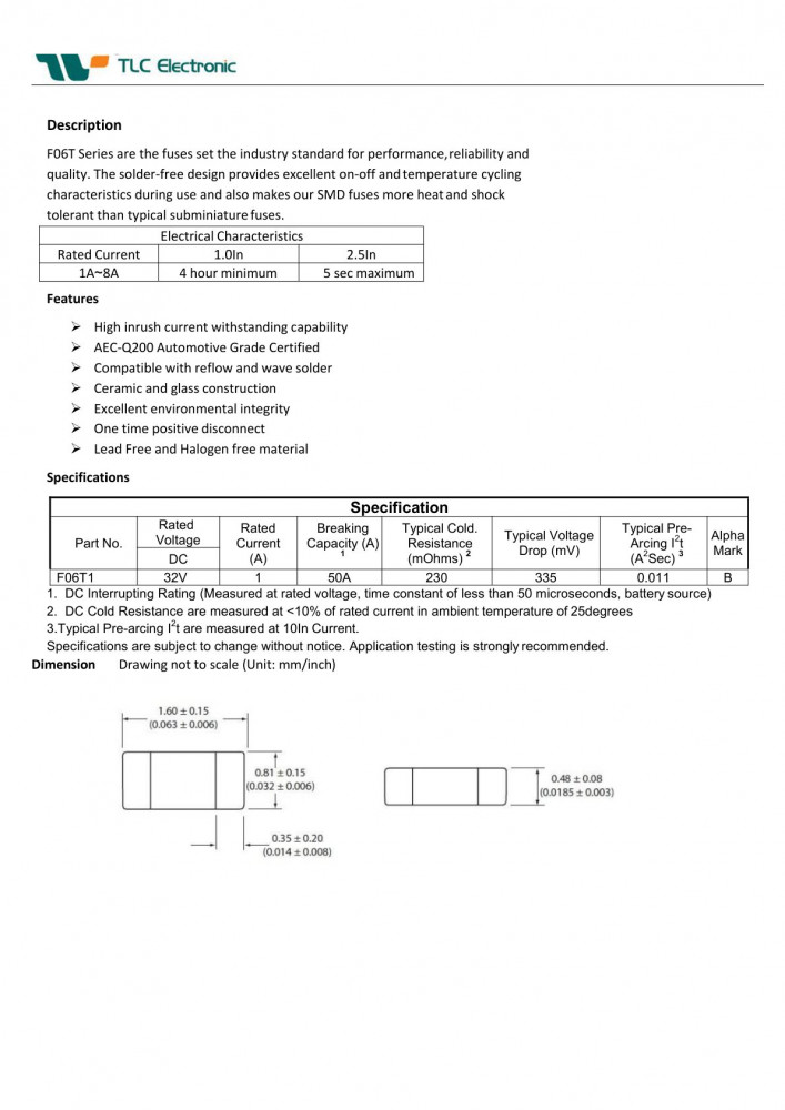 F06T1 specification sheet page 2