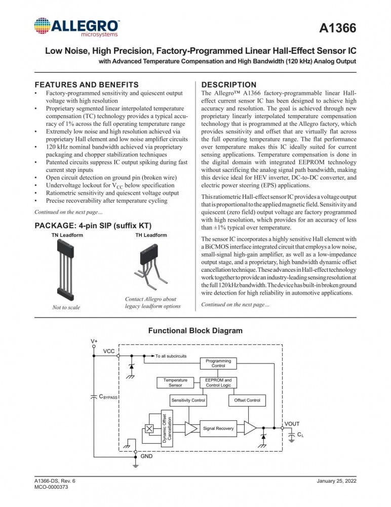 A1366 datasheet page 1