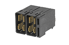 Impact 3 Pair, Right-Angle Power Header, 2 Modules with Right Hold-Down,  Press-Fit, Module 1: P1 & P2, Blade Length 6.90mm; Module 2: P1 & P2 Blade Length 6.90mm, LCP, Glass Filled UL94-V0, Black, Tray Packaging, Lead-Free