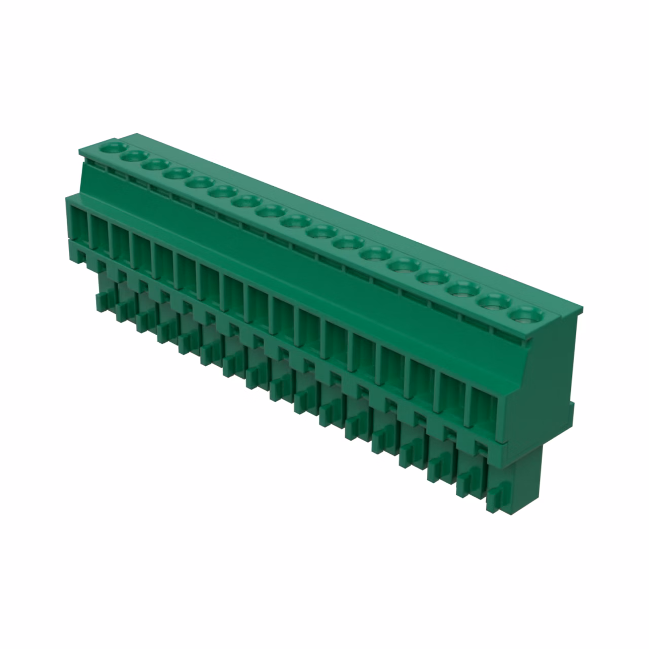 3.50mm Pitch Eurostyle Vertical Plug, Front Wire Entry, Green Housing, 17 Circuits for sale