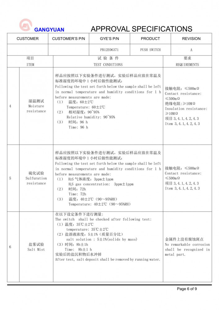PB12E06371 approval specification page 6