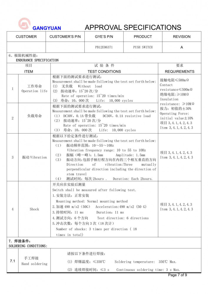PB12E06371 approval specification page 7