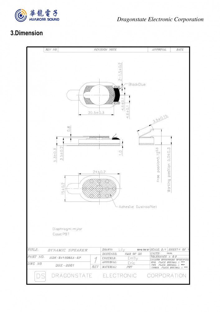 HDK-241508EA-2P materials page