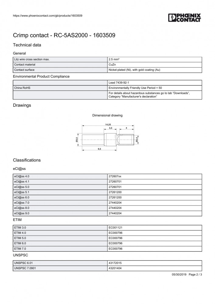 Phoenix Contact RC-5AS2000 technical specifications