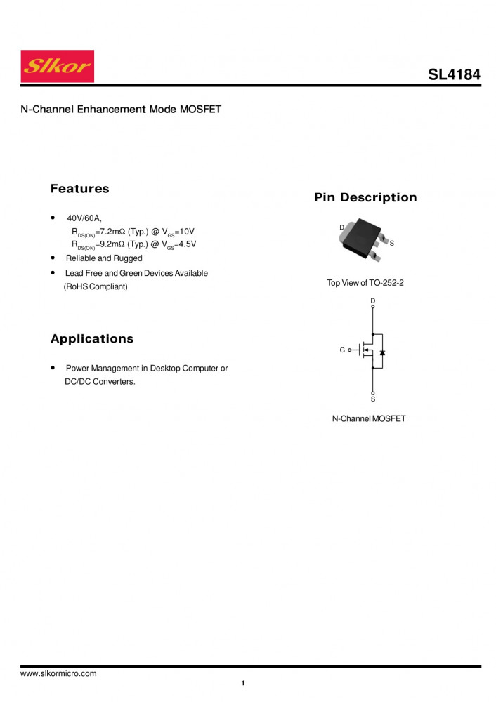 SL4184 datasheet page 1