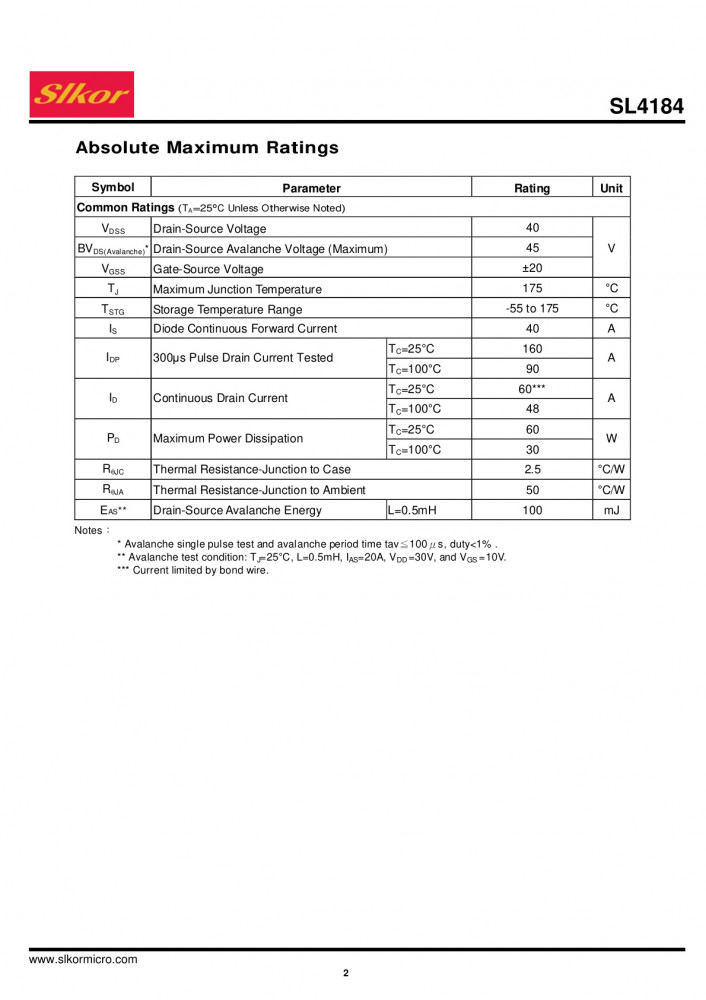 SL4184 datasheet page 2