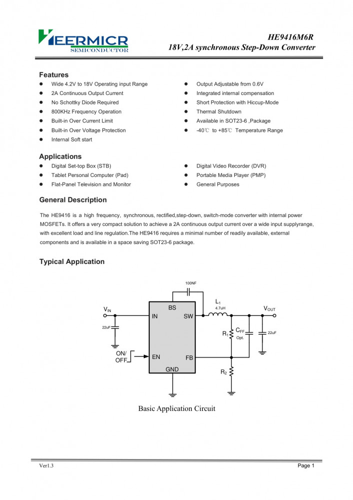 HE9416M6R datasheet page 1