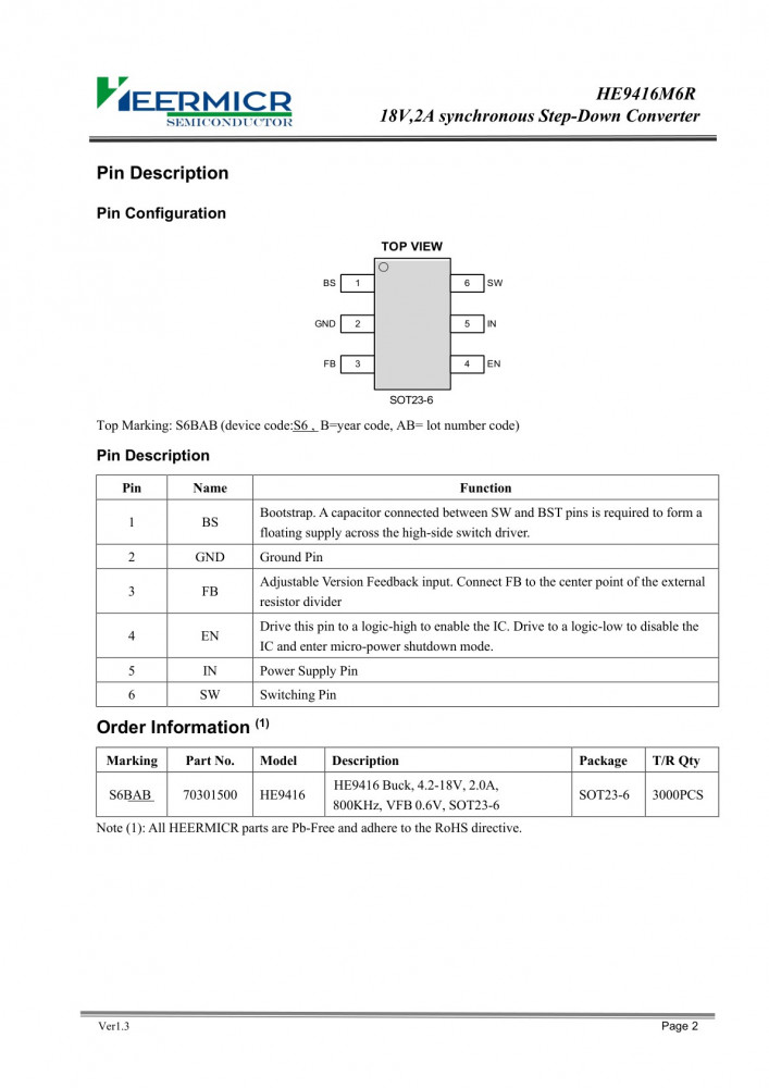 HE9416M6R datasheet page 2