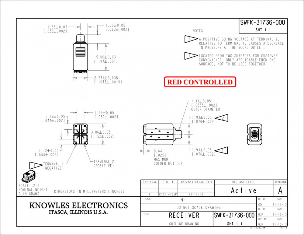 SWFK-31736-000 Knowles specification page 1