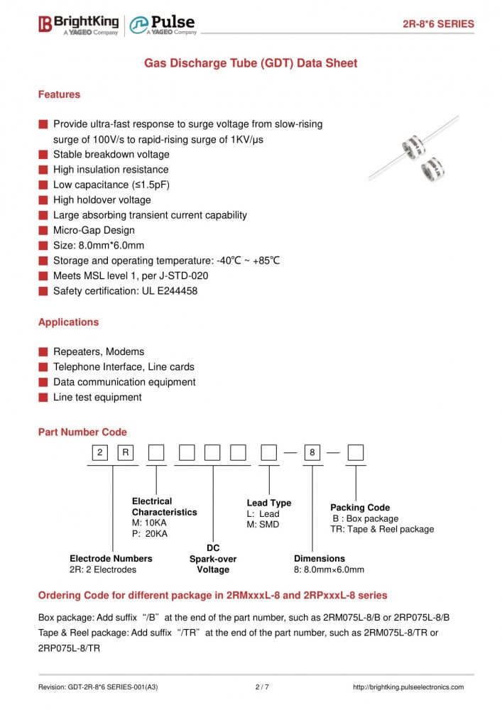Brightking GDT datasheet page 1