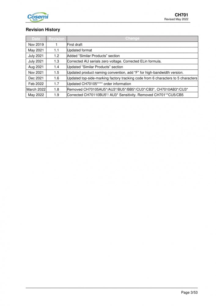 CH701 datasheet page 3