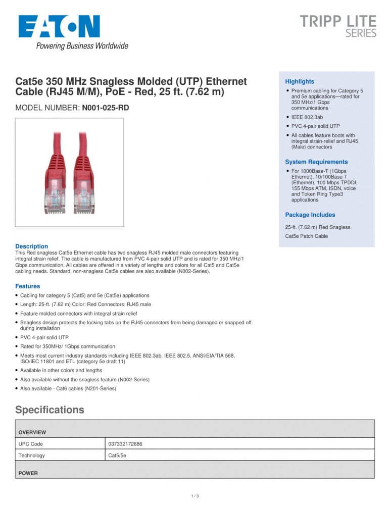 N001-025-RD technical document page 1