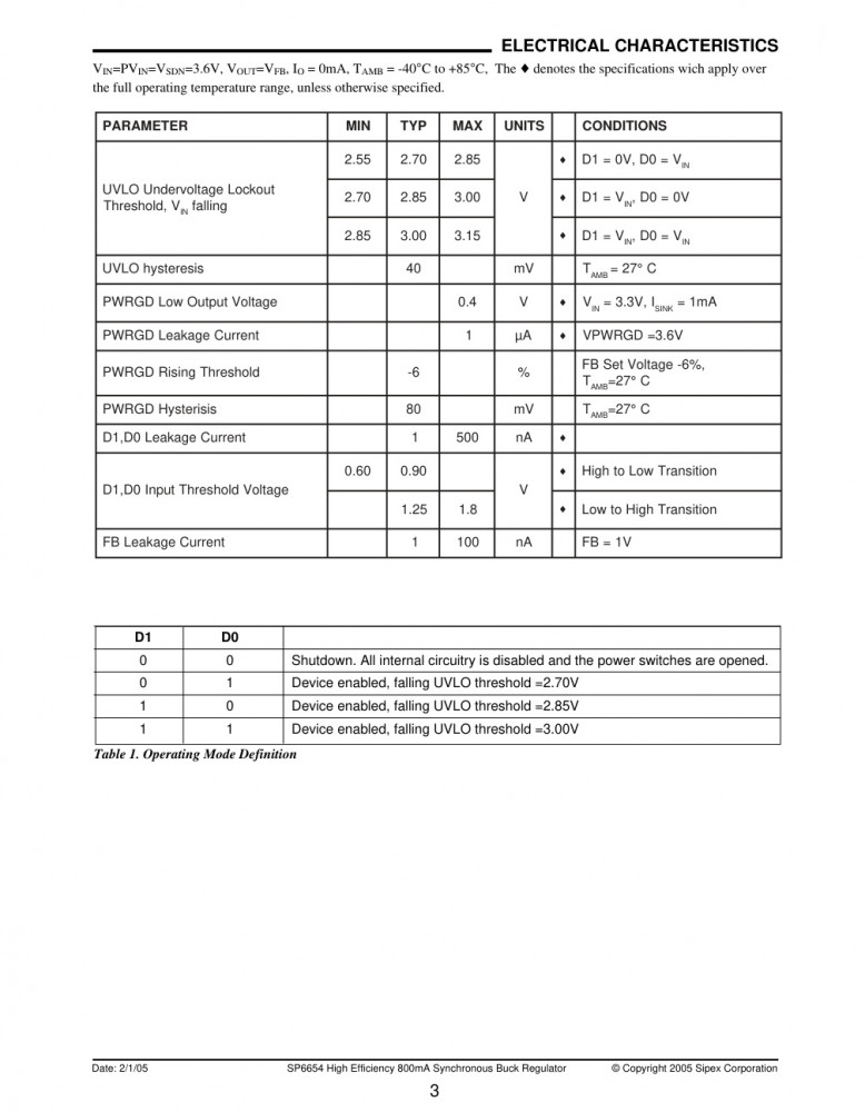 SP6654 technical document page 3