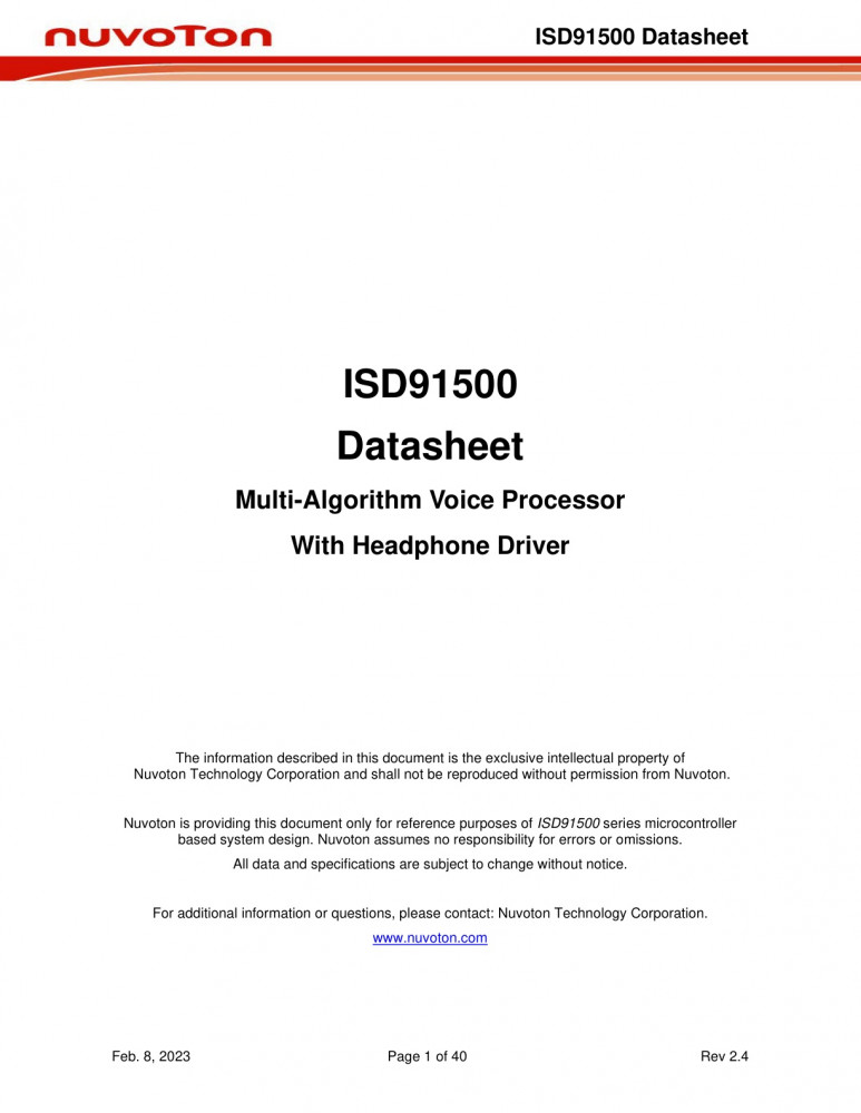 ISD91535ADI datasheet page 1