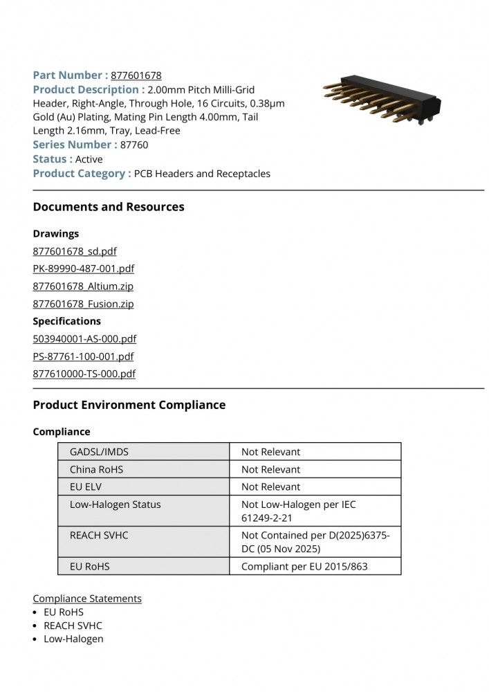 MOLEX 877601678 technical document image 1