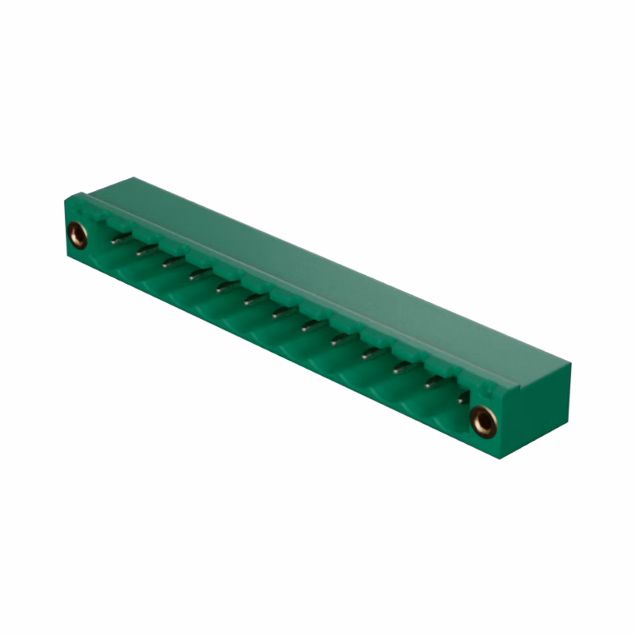 5.00mm Pitch Eurostyle Right-Angle PCB Header, with Threaded Retention Inserts, Green Housing, 13 Circuits for sale