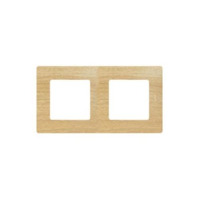 Niloé - Plate 2 gang light wood - Thermoplastic glossy finish - Horizontal/vertical flush-mounted cover frame - IK04 impact resistance for sale