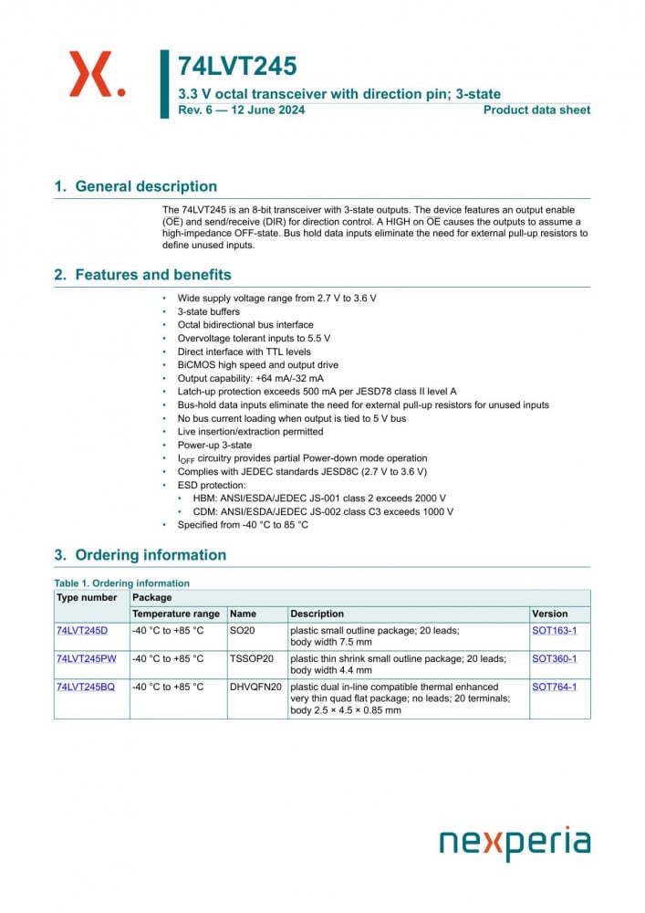 74LVT245D,118 datasheet page 1