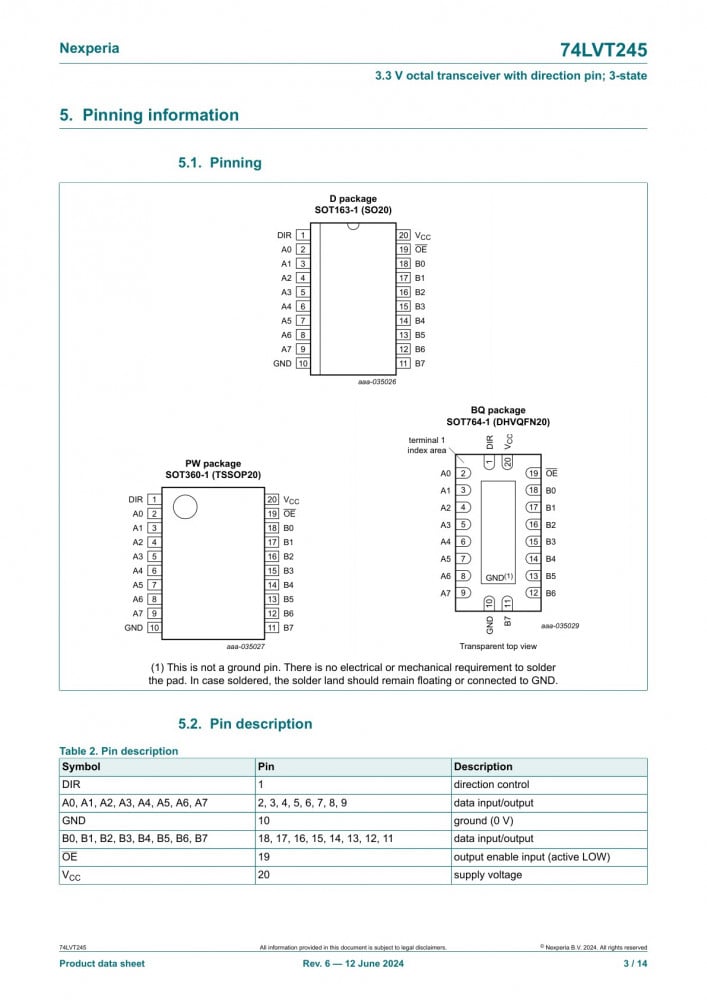 74LVT245D,118 datasheet page 3