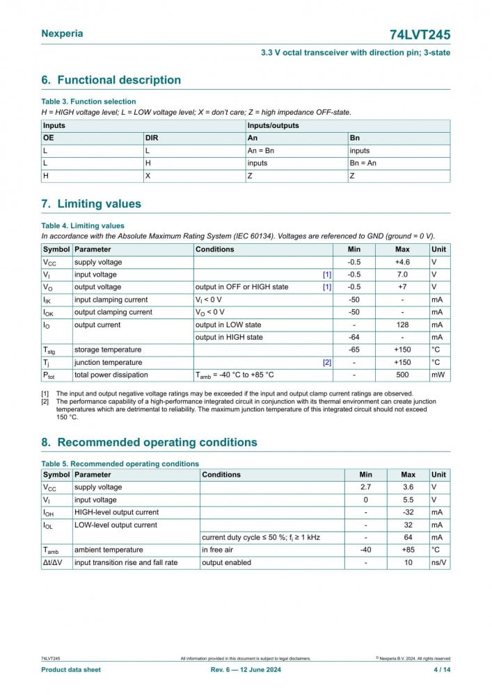 74LVT245D,118 datasheet page 4