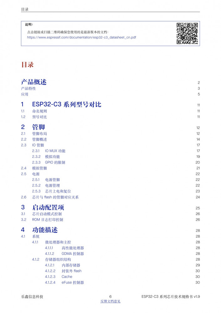 ESP32-C3 datasheet page 6