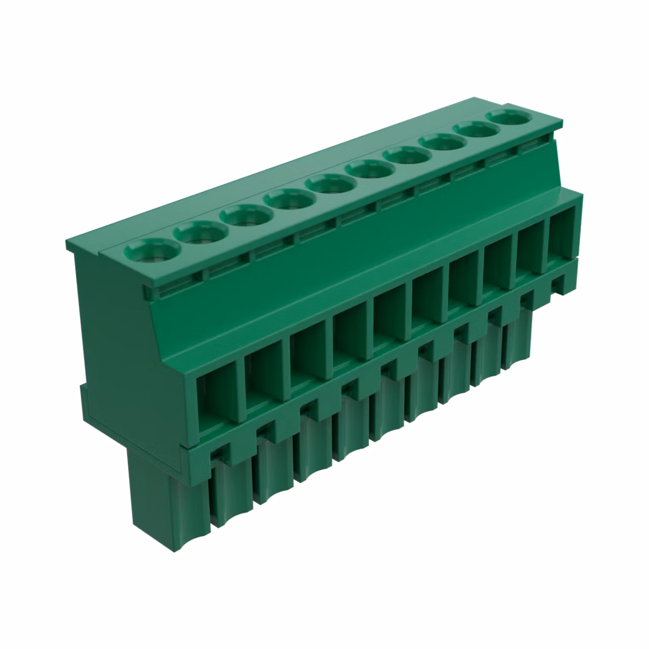 3.50mm Pitch Eurostyle Vertical Plug, with Standard Imprinting, Rear Wire Entry, Green Housing, Gold (Au) Plated, 10 Circuits for sale